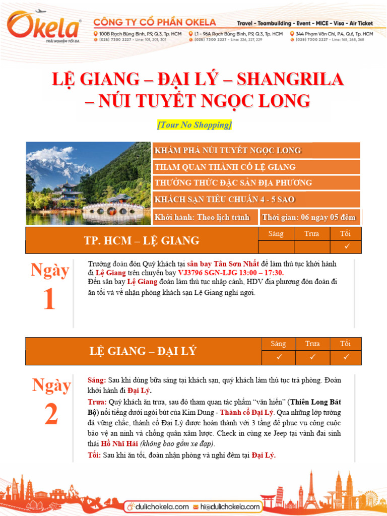 Okela. Lệ Giang Charter VJ 2025. 6N5Đ | PDF
