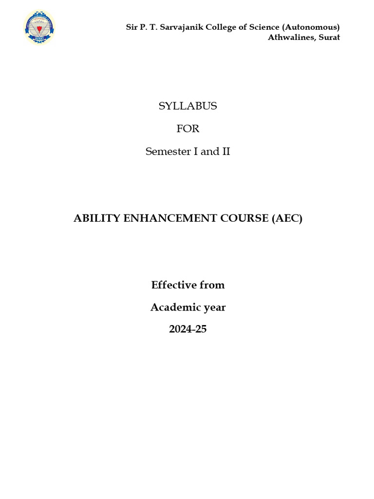 AEC Syllabus NEP Autonomous Sem1 - 2024-25 | PDF | Communication ...