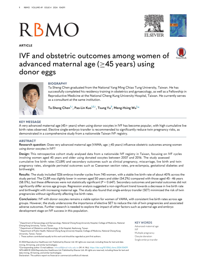 IVF Outcomes for Women 45+ Using Donor Eggs | PDF | In Vitro ...