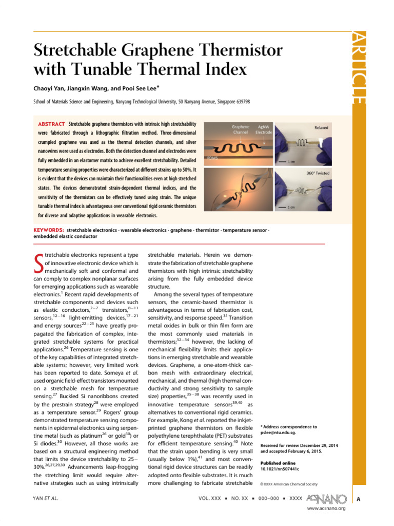 Stretchable Graphene Thermistor With Tunable Thermal Index | PDF ...