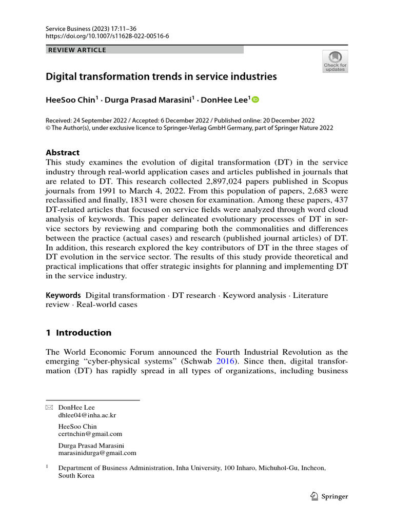 Digital Transformation Trends in Service Industries | PDF ...