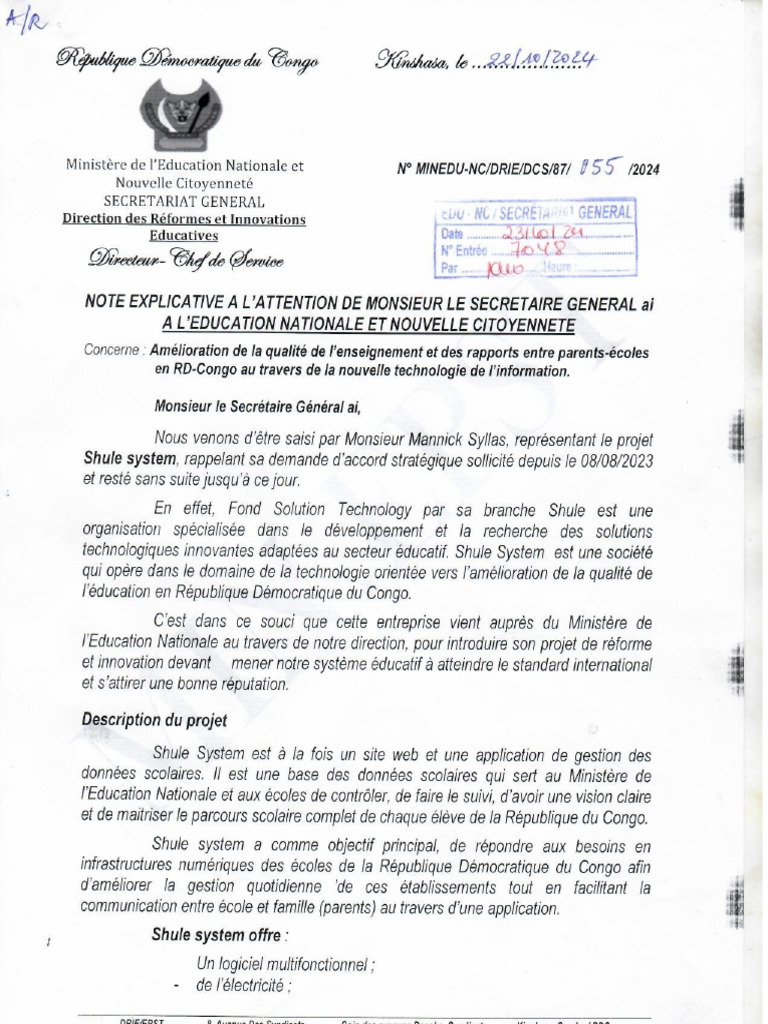 Note Explicative Relatif à l'Amelioration de La Qualite | PDF