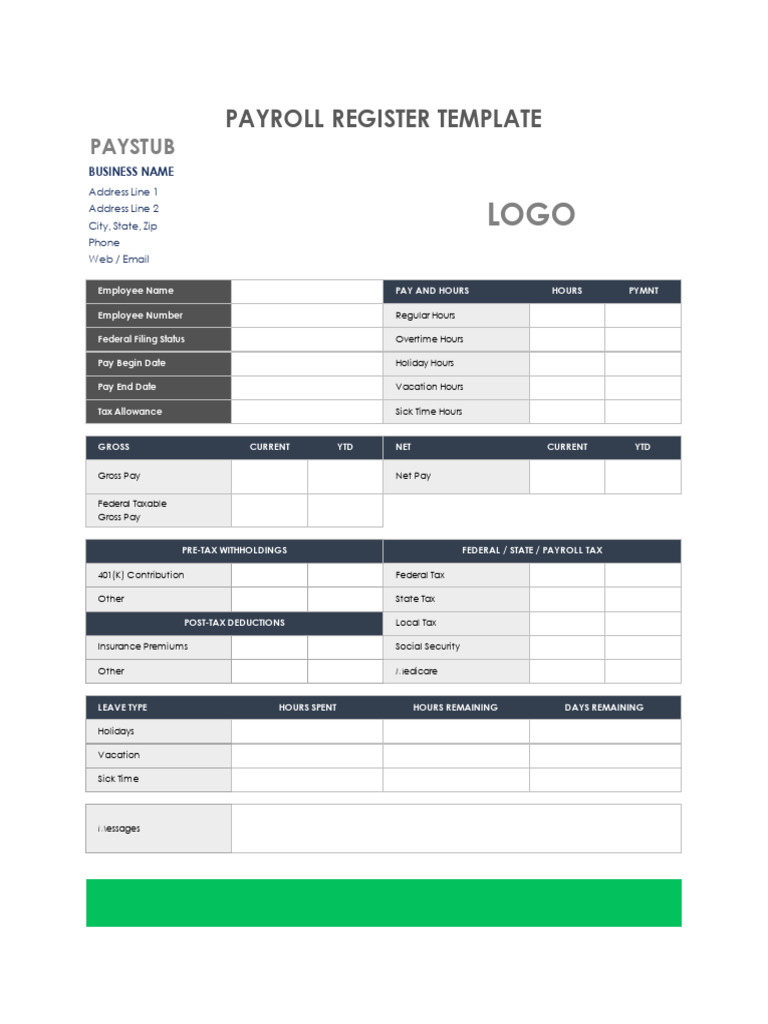 Payroll Register Template | PDF