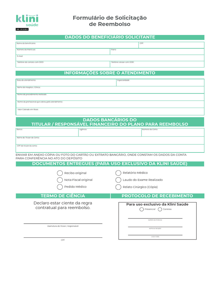 Formulário de Reembolso | PDF | Bancos