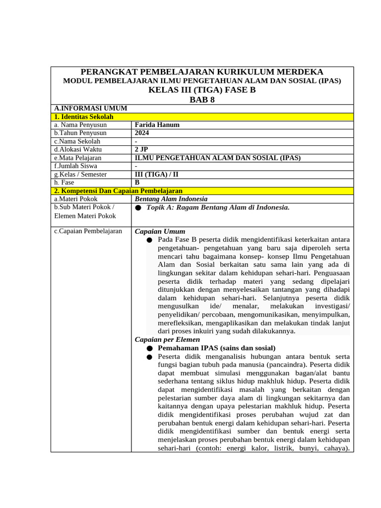 Modul Ajar Bab 8 | PDF