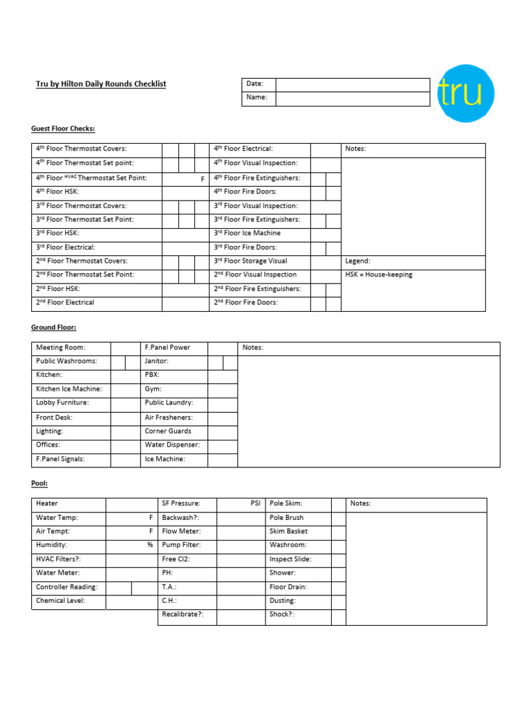 Master Rounds Log Daily Sheet | PDF | Thermostat | Home Appliance