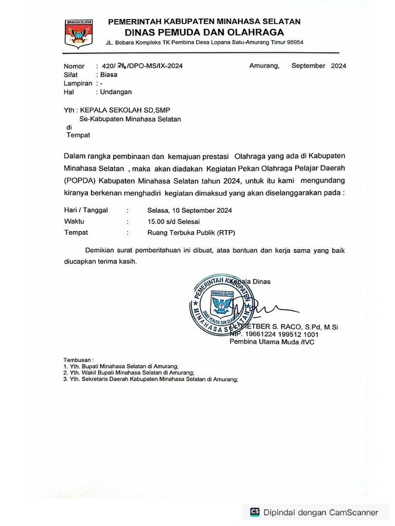 Undangan Popda SD, SMP | PDF