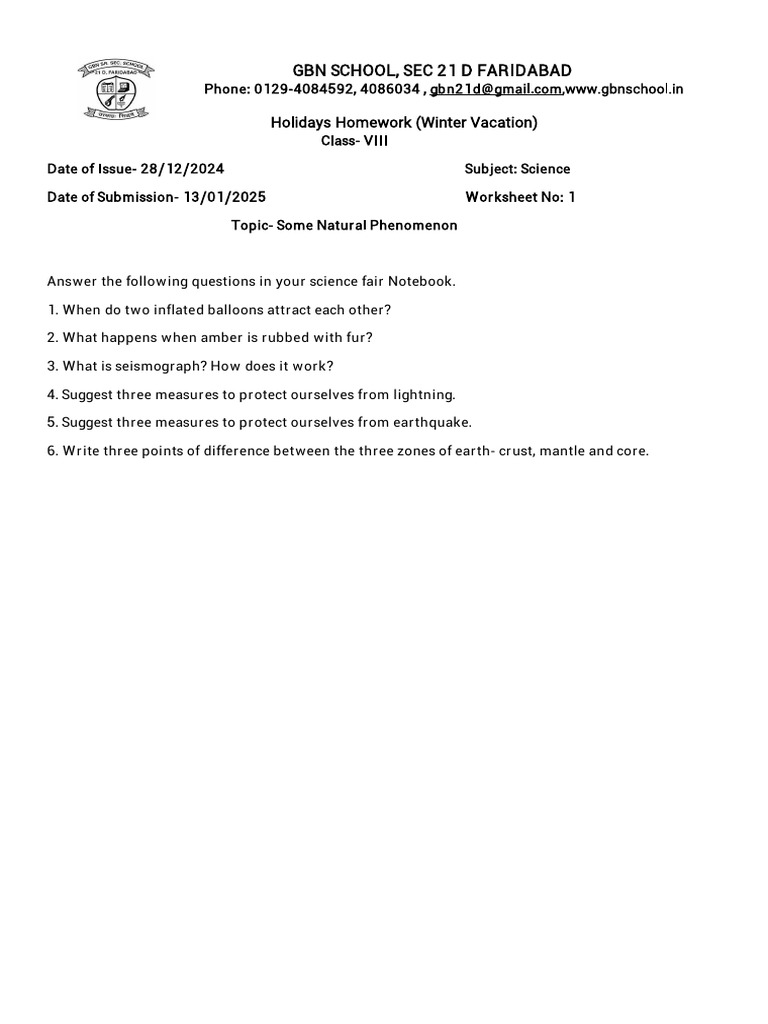 Class 8 HHW Worksheet 1 | PDF