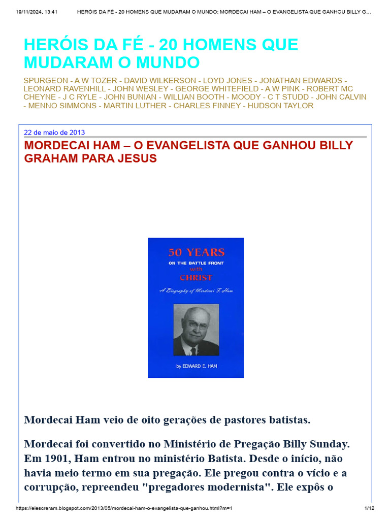 Mordecai Ham: O Evangelista de Graham | PDF | Discípulo (cristianismo ...