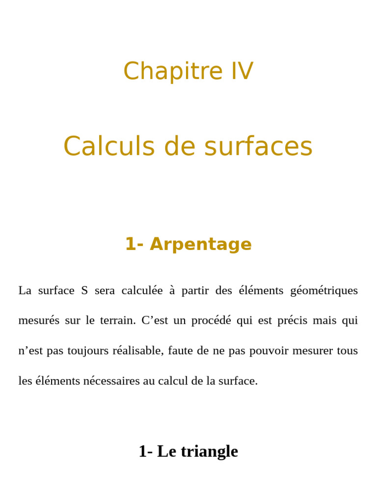 Calcul des Surfaces en Arpentage | PDF | Polygone | Géométrie