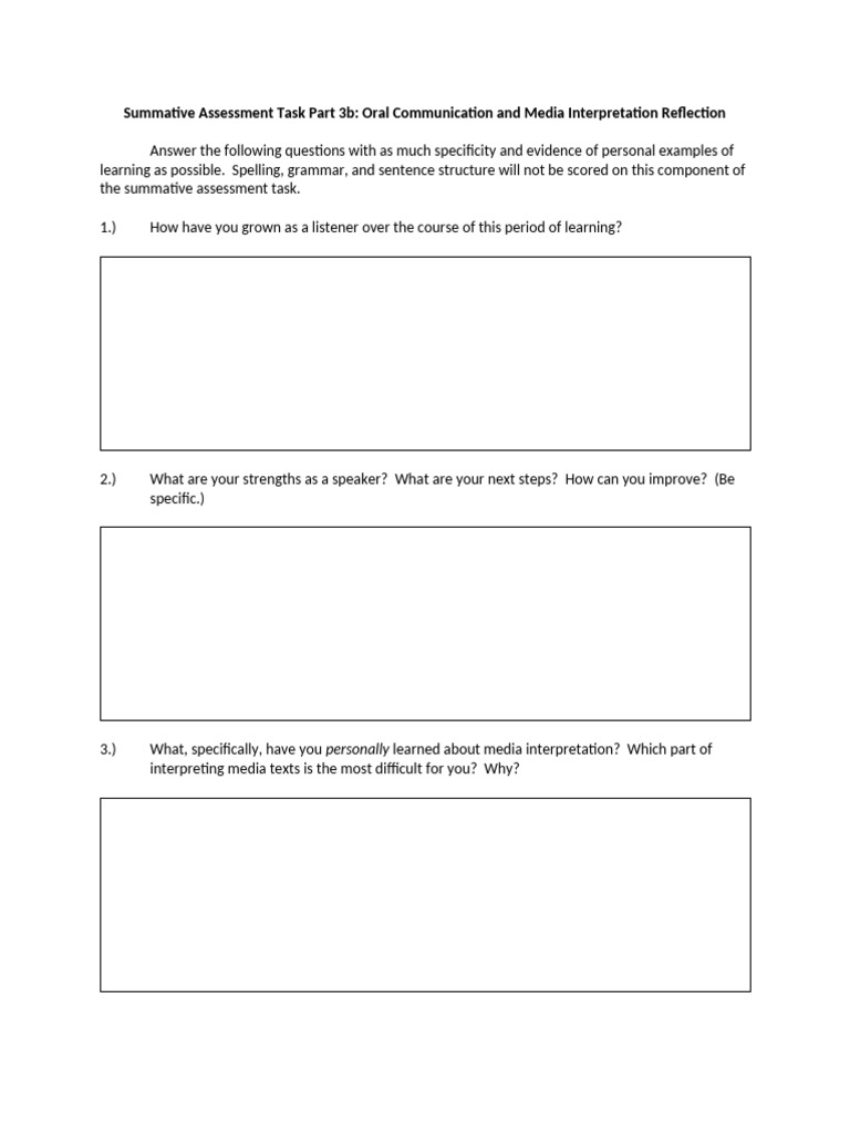 Summative Assessment Task Part 3b | PDF