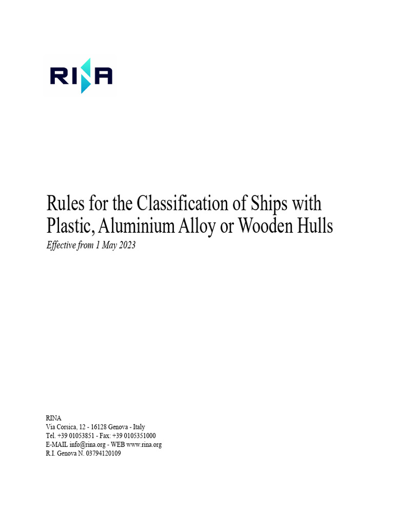 RINA Ship Classification Rules 2023 | PDF | Ships | Arbitration
