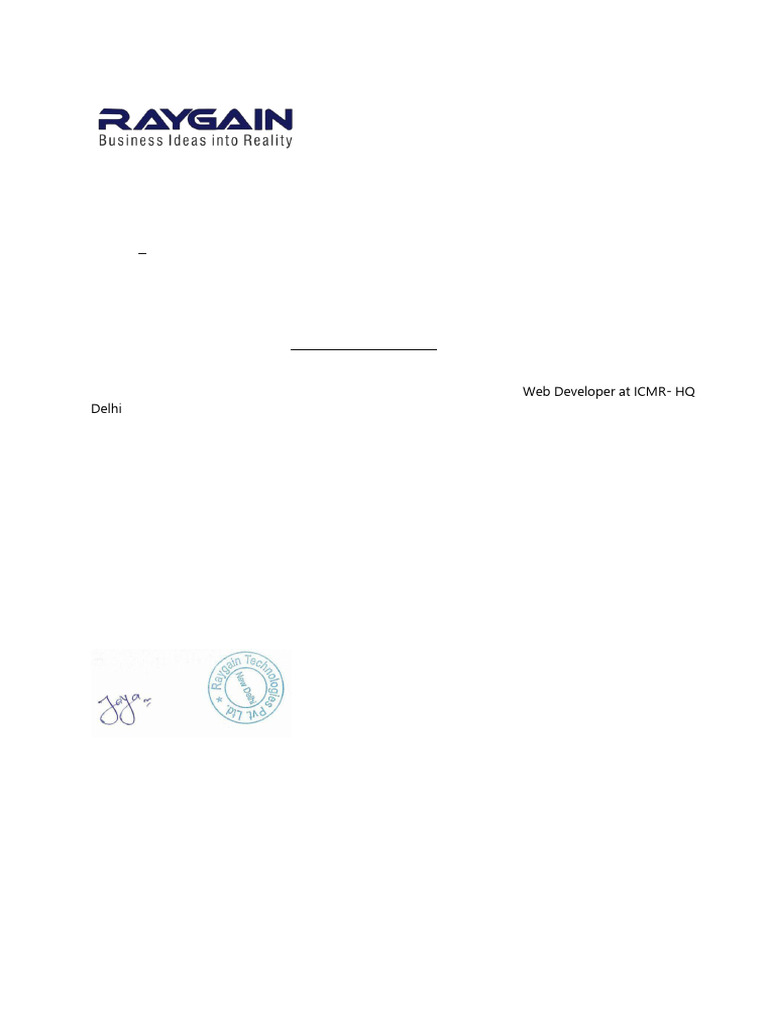 Kunal Kishore Exp. Letter | PDF