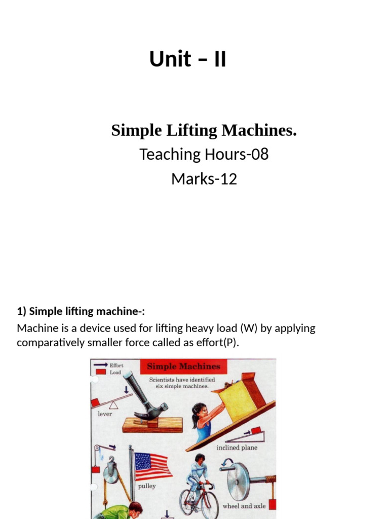 Simple Lifting Machines Overview | PDF | Gear | Machines