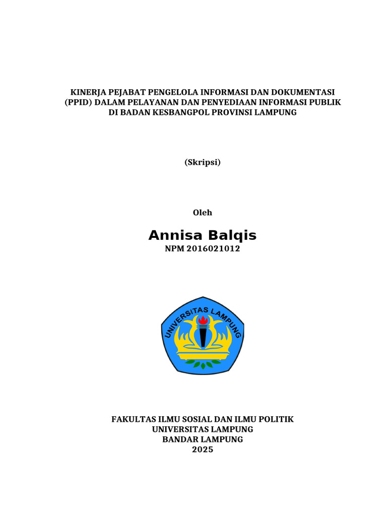 Cover Skripsi Annisa Balqis FISIP Ilmu Pemerintahan - Cetak 2 | PDF