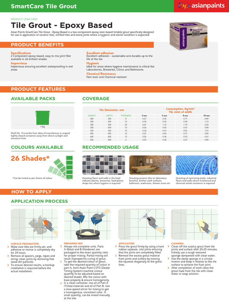Smartcare Tile Grout Epoxy Based1 | PDF | Tile | Epoxy