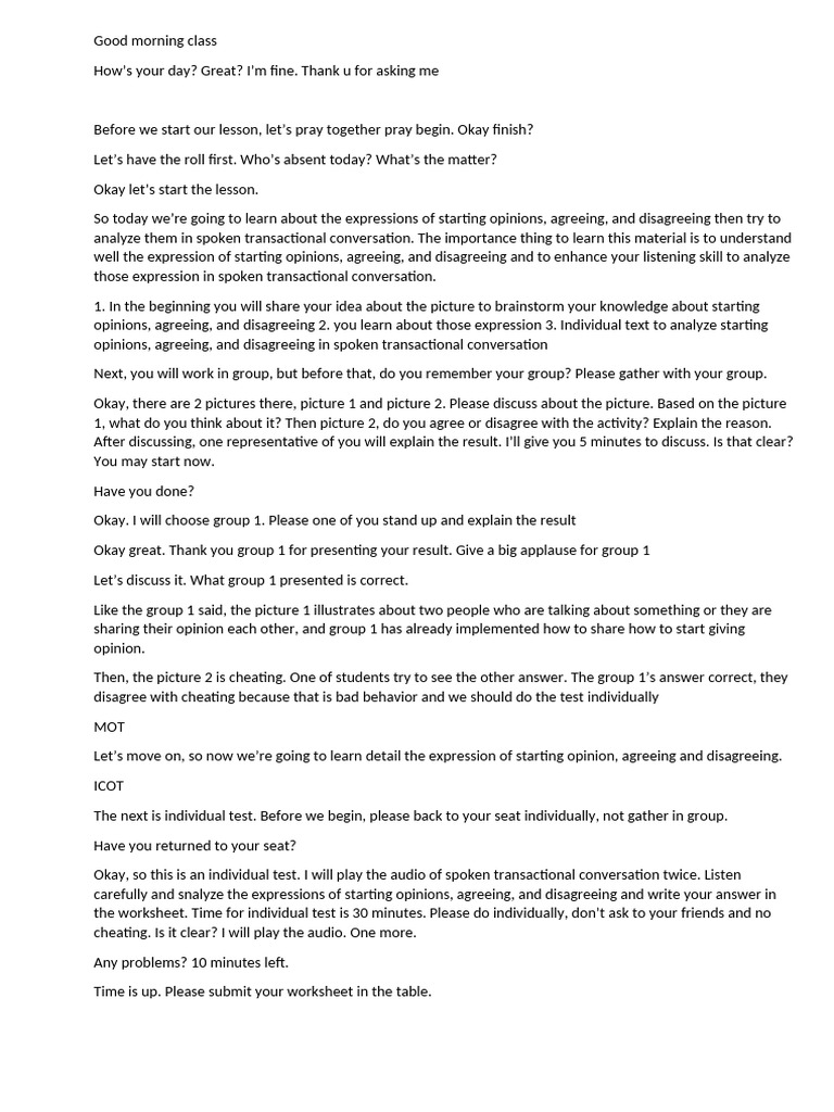 Good morning class | PDF | Cognition | Human Communication