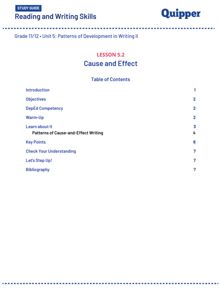 ME EngRW 11 Q3 0502 - SG - Cause and Effect | PDF
