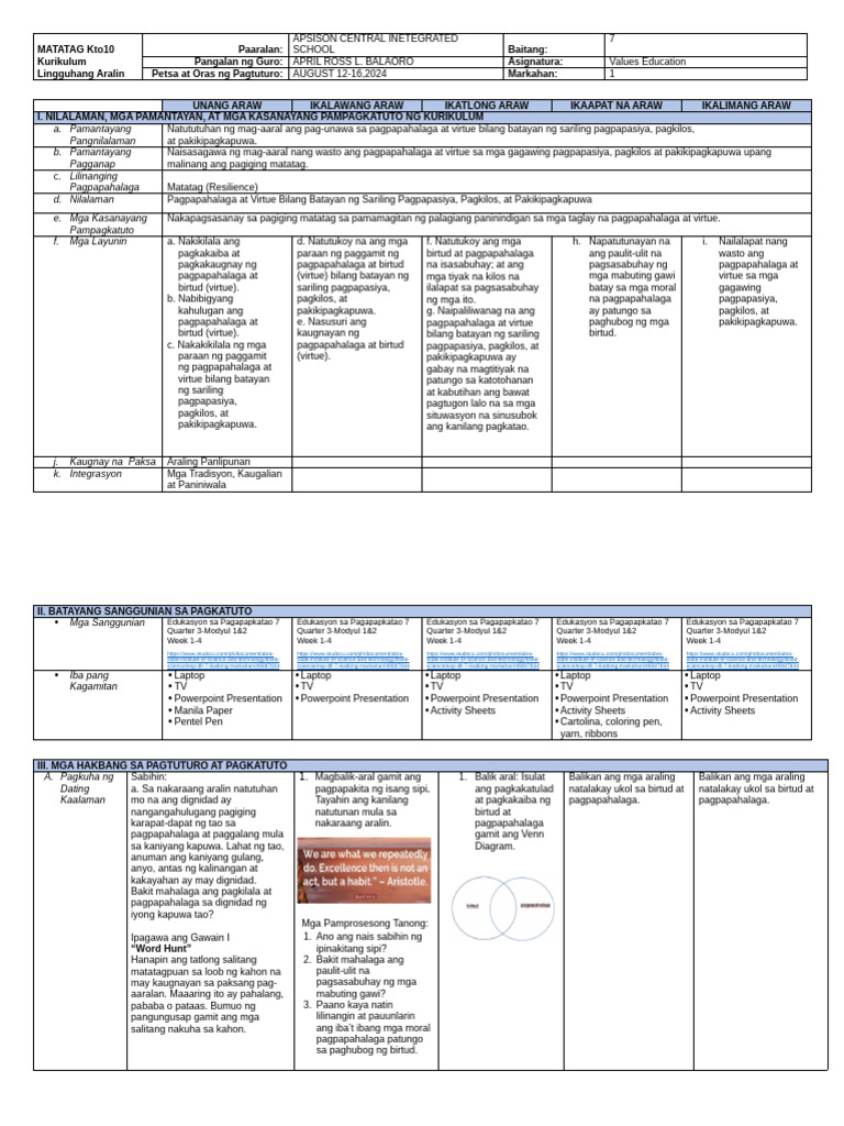 DLP VE7 QTR1 Lesson3 | PDF