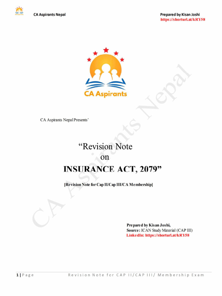 Revision Note - Insurance Act 2079 | PDF