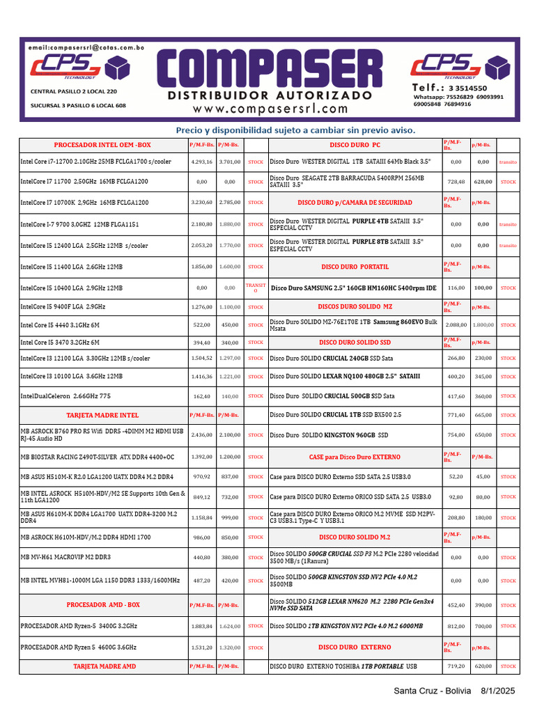 listadepreciosarticulos | PDF | Solid State Drive | Computer Hardware