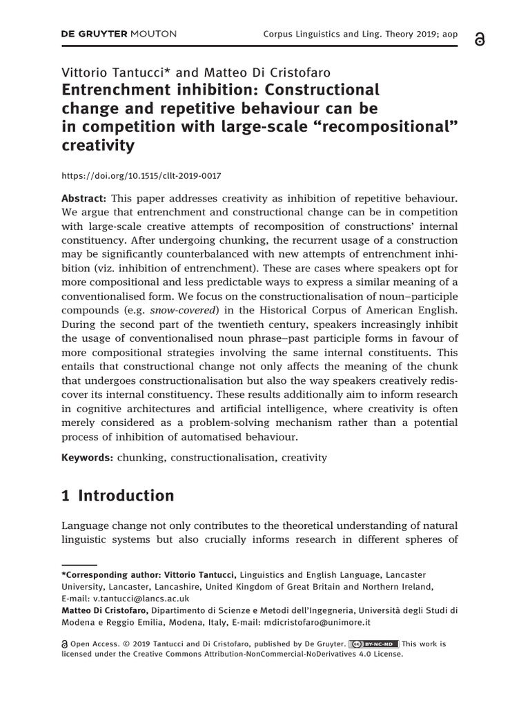 Entrenchment inhibition: Constructional change and repetitive behaviour can be in competition ...