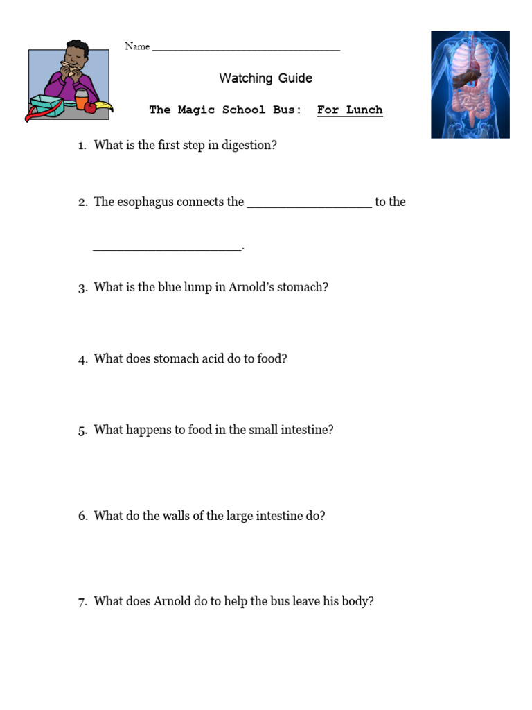 Magic School Bus Digestion Guide | PDF
