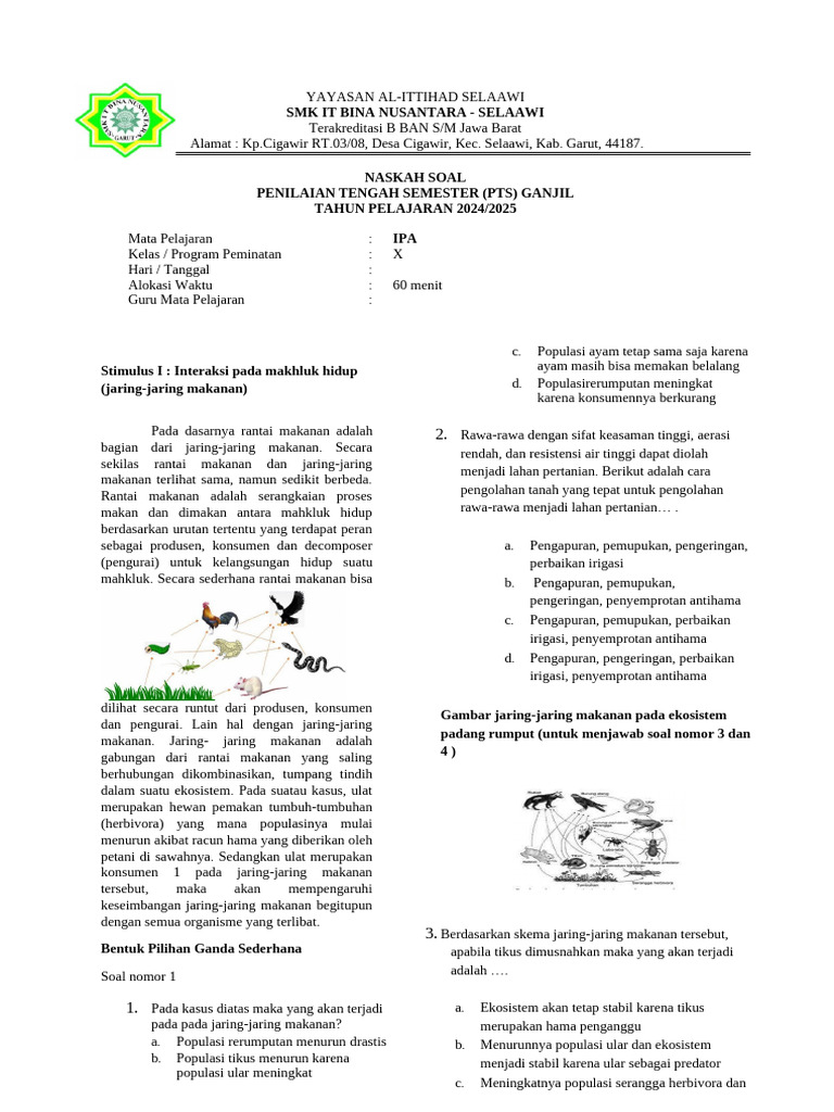 SOAL Psas 2024-2025 Fix | PDF