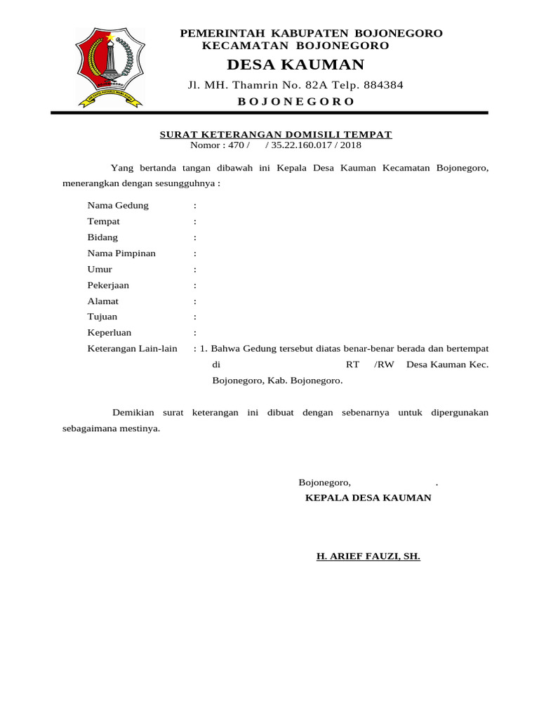 Surat Keterangan Domisili Desa Kauman | PDF