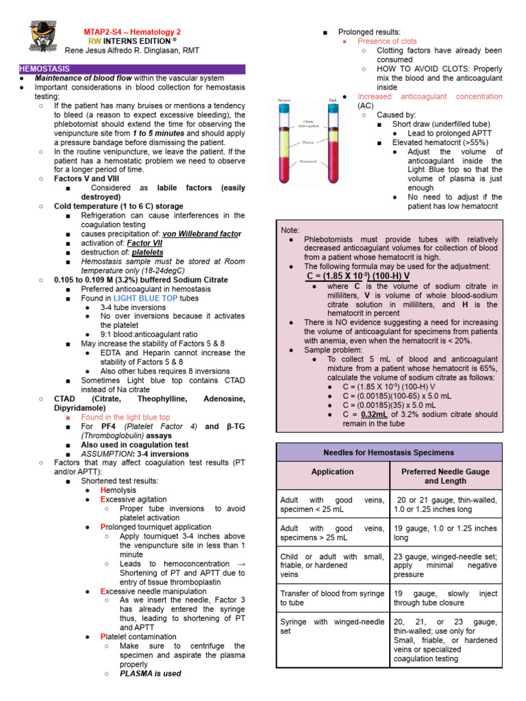 MTAP 2 Session 4 Hematology | PDF | Hemostasis | Coagulation