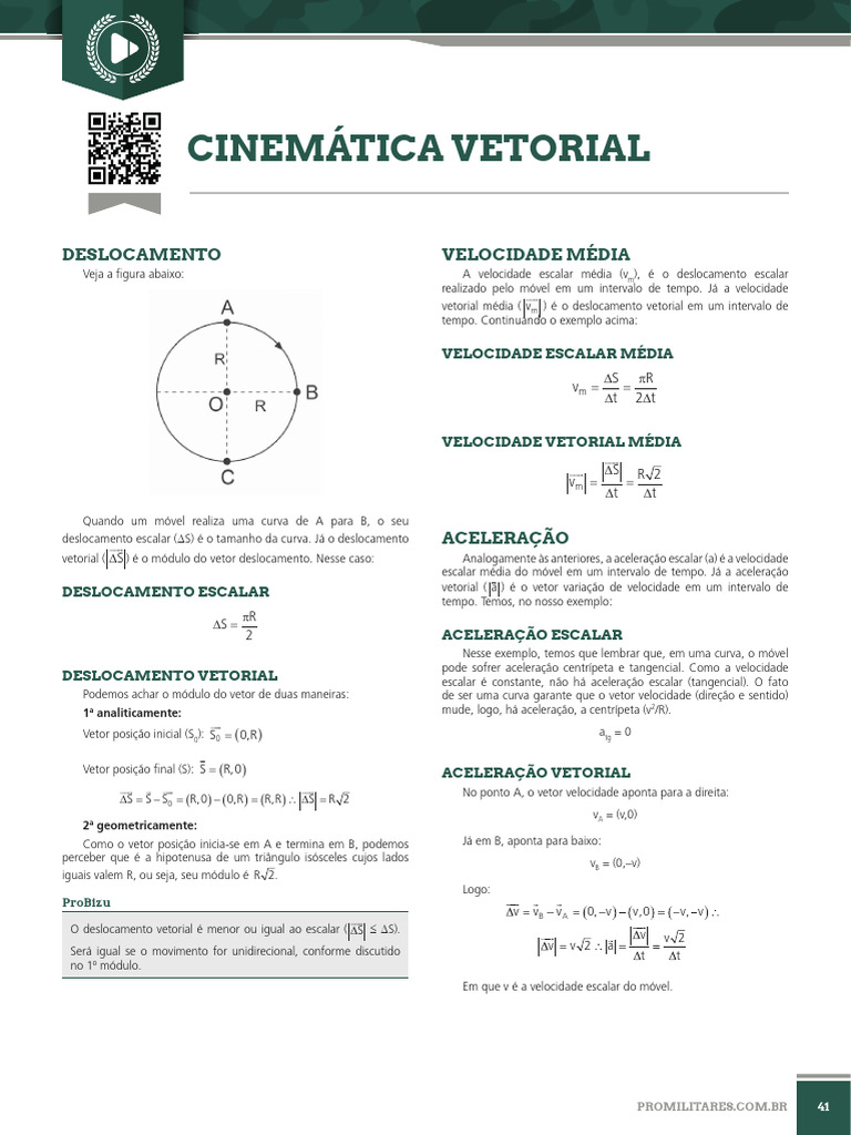 Cinemática Vetorial | PDF | Velocidade | Espaço-tempo