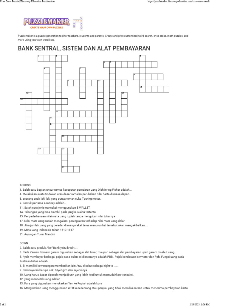 Teka Teki Silang Ekonomi | PDF