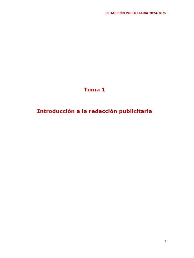 Tema 1. Introducción a La Redacción Publicitaria | PDF | Publicidad | Comunicación