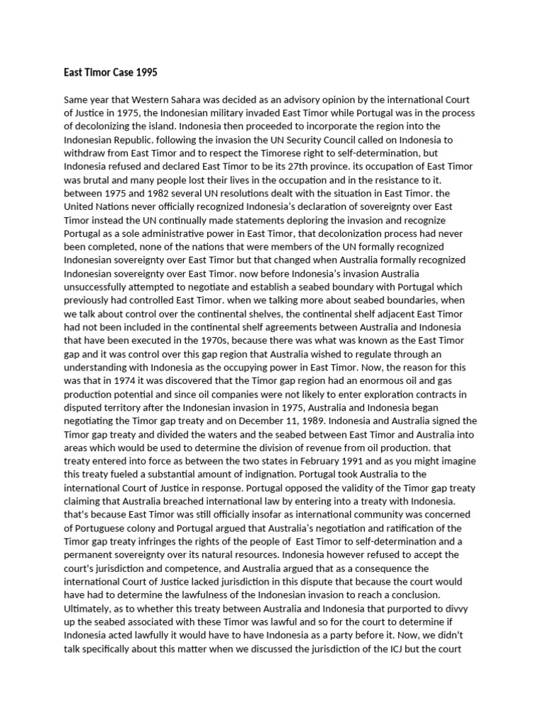 East Timor Case 1995 | PDF | East Timor | Treaty