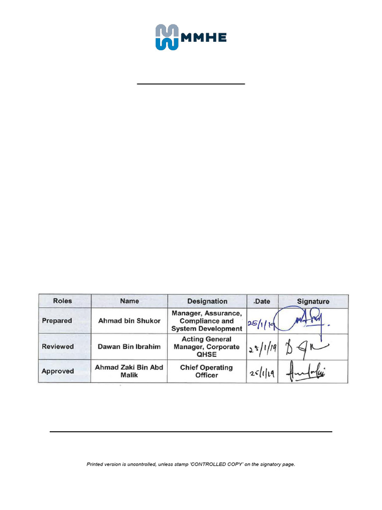MMHE QHSE Management Manual | PDF | Risk | Business