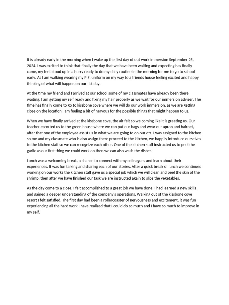 Narrative Work Immersion - WPS Office | PDF | Laundry | Lunch