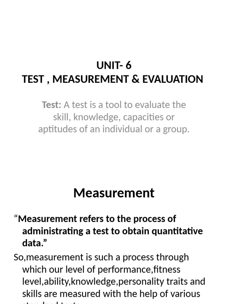 Unit 6 Test, Measurement and Evaluation (Copy) | PDF | Evaluation ...