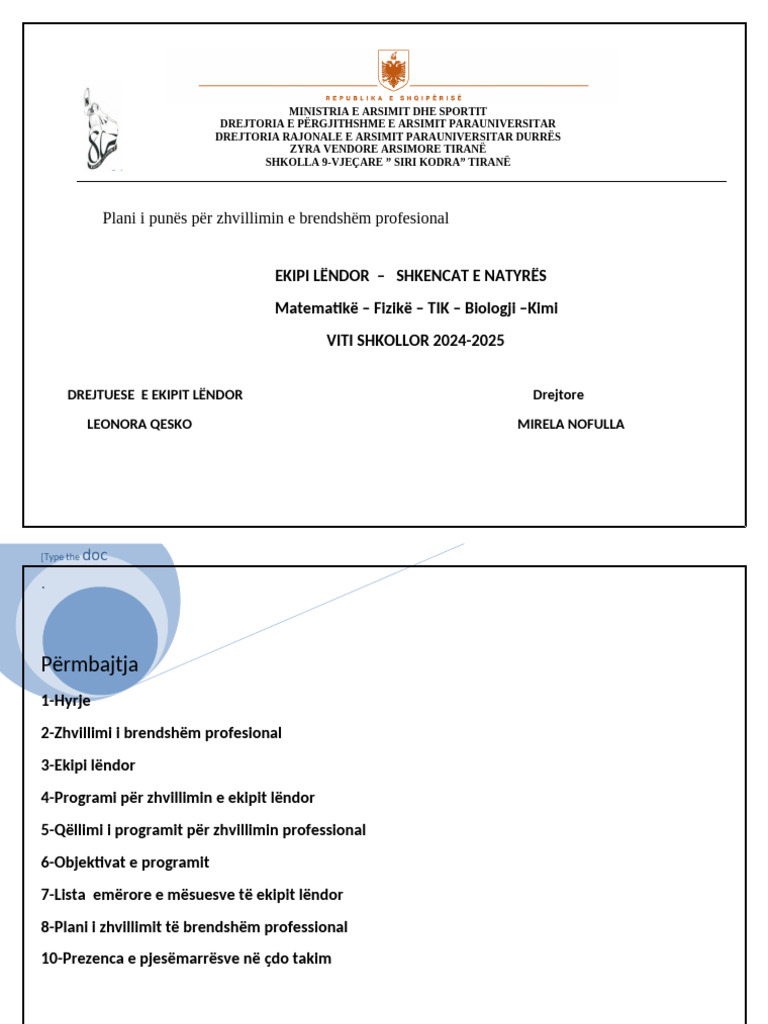 Ekipi Lendor Lola 2024-2025 | PDF