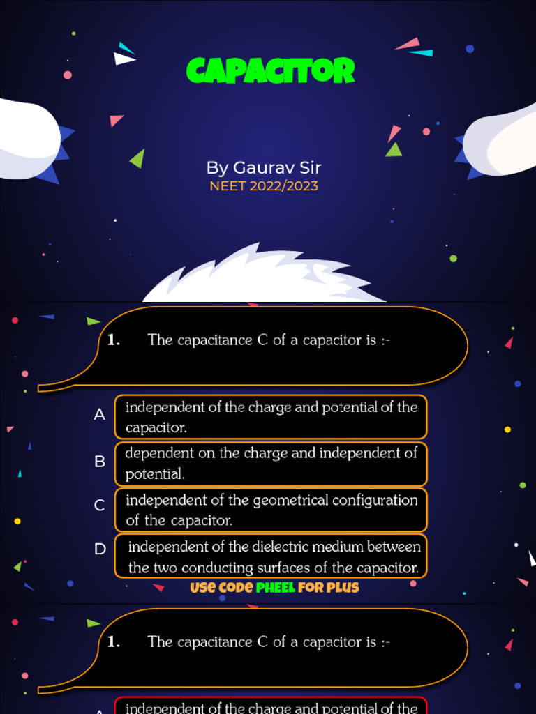 Capacitor Study Guide for NEET 2022/2023 | PDF