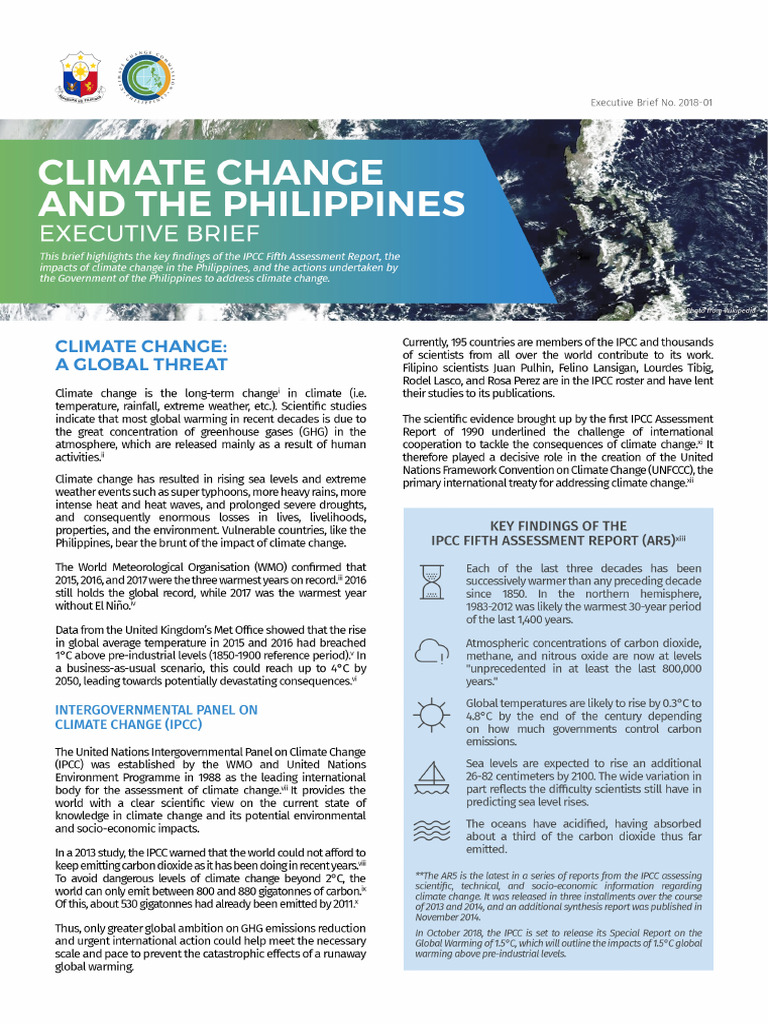 Climate Change - Philippine Executive Brief - 2018 | PDF