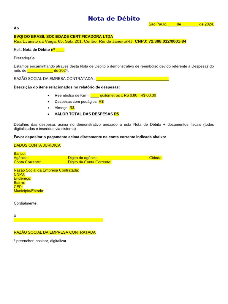 Modelo Nota de Débito | PDF