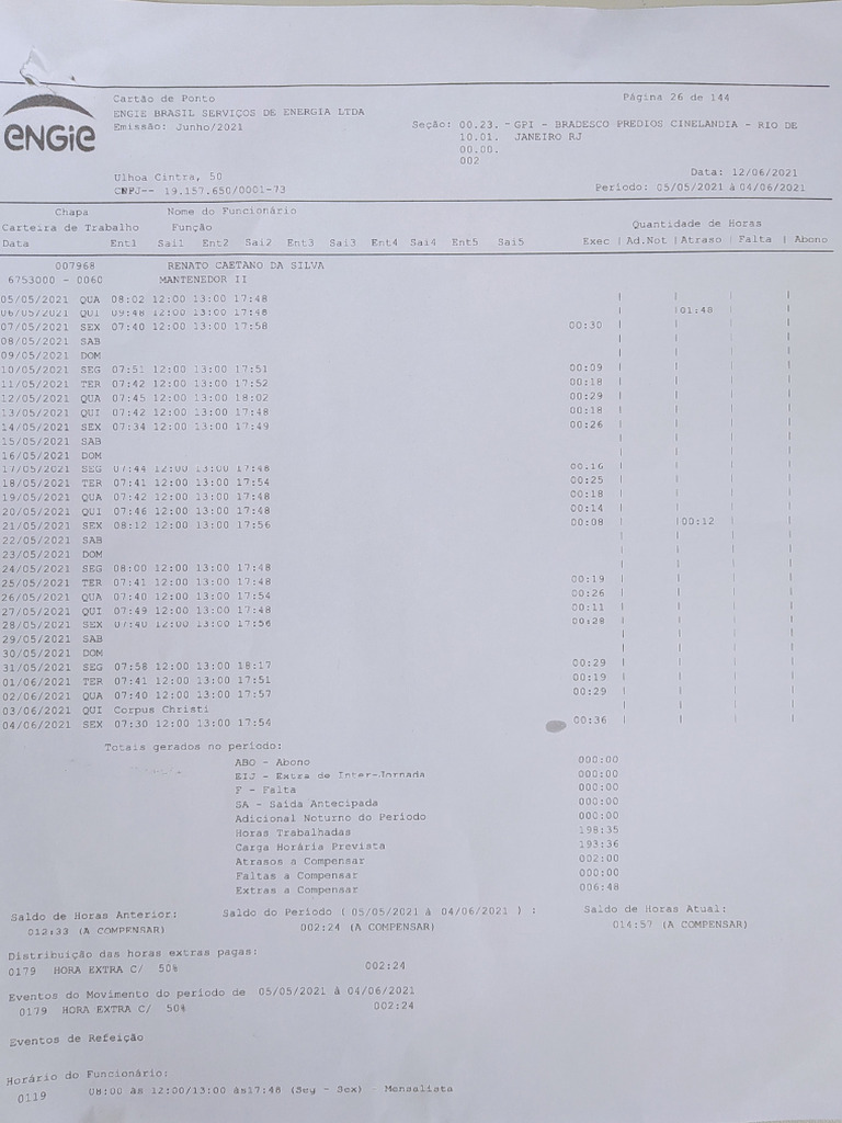 Folha de ponto renato | PDF