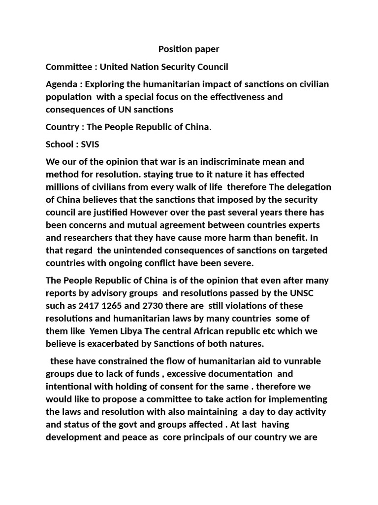 Humanitarian Impact of UN Sanctions | PDF
