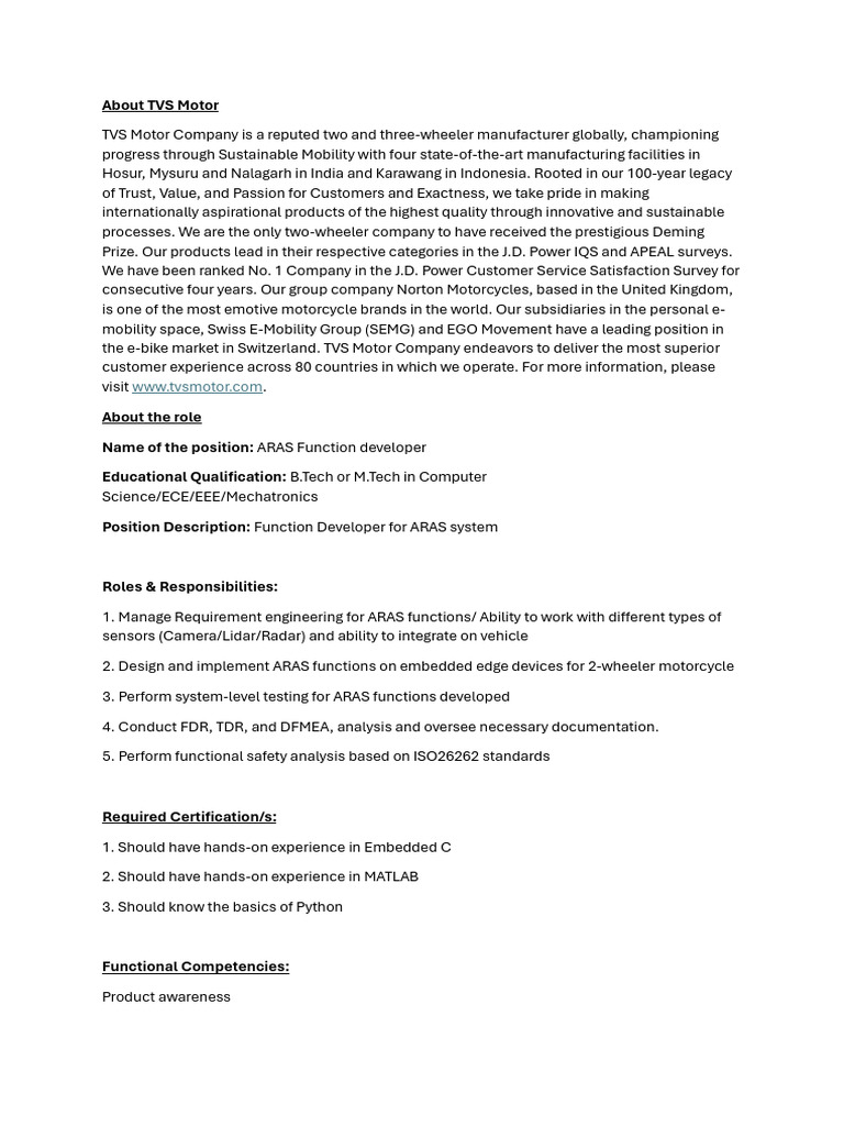 JD - ARAS Function Developer | PDF | Leadership | Social Psychology