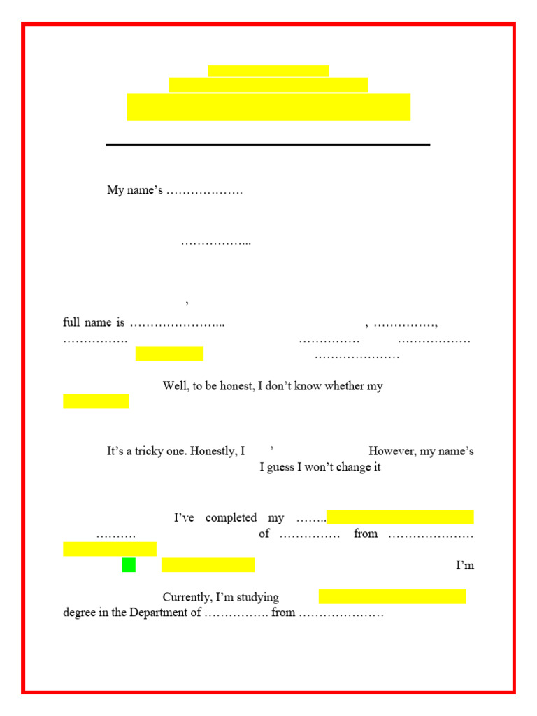 BA - Speaking Part 1 - Answer Format of 10 Personal Questions | PDF