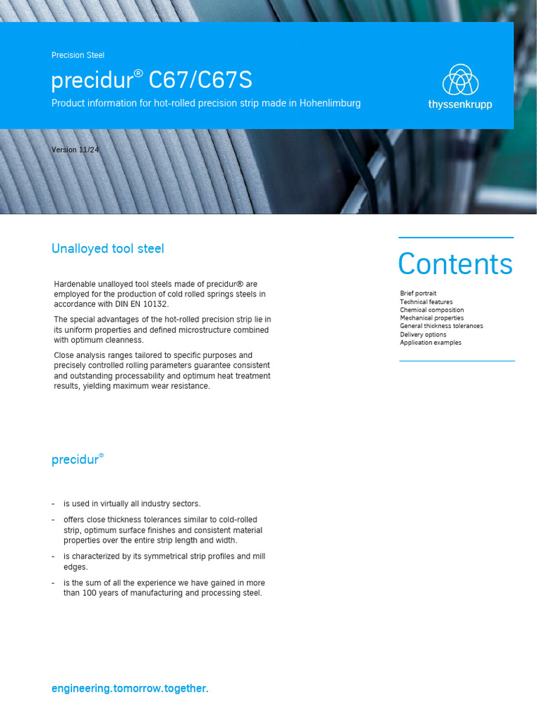 Thyssenkrupp c67 c67s Product Information Precision Steel en | PDF ...