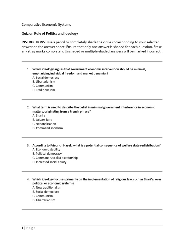COMPARATIVE ECON_Role of Politics and Ideology | PDF | Socialism ...