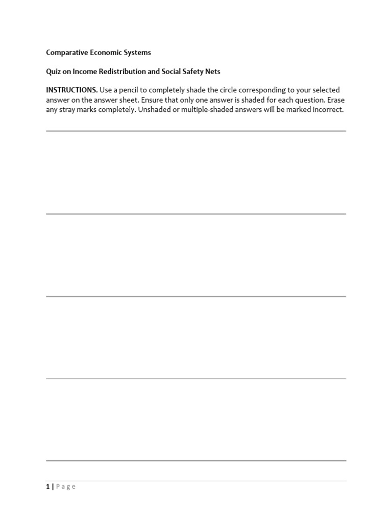 Economics Quiz: Redistribution & Safety Nets | PDF | Redistribution Of ...