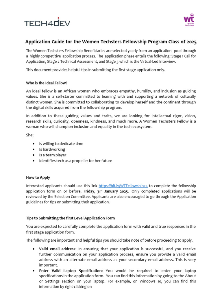 Women Techsters Fellowship Application Guide | PDF | You Tube