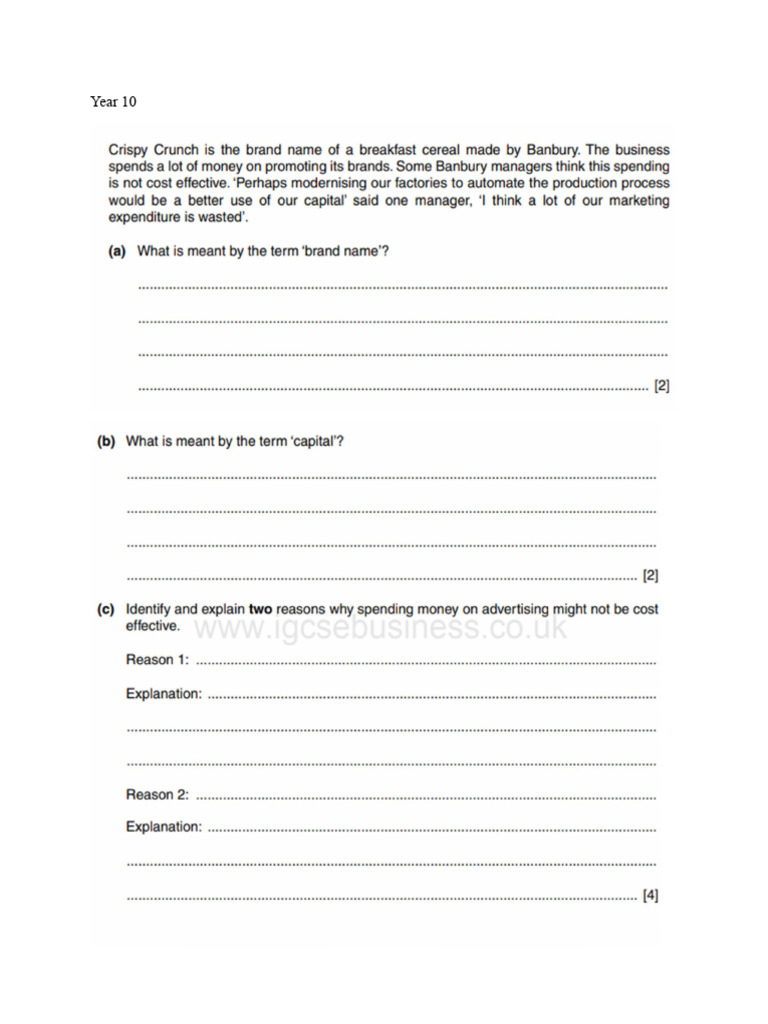 Year 10 Business Studies | PDF